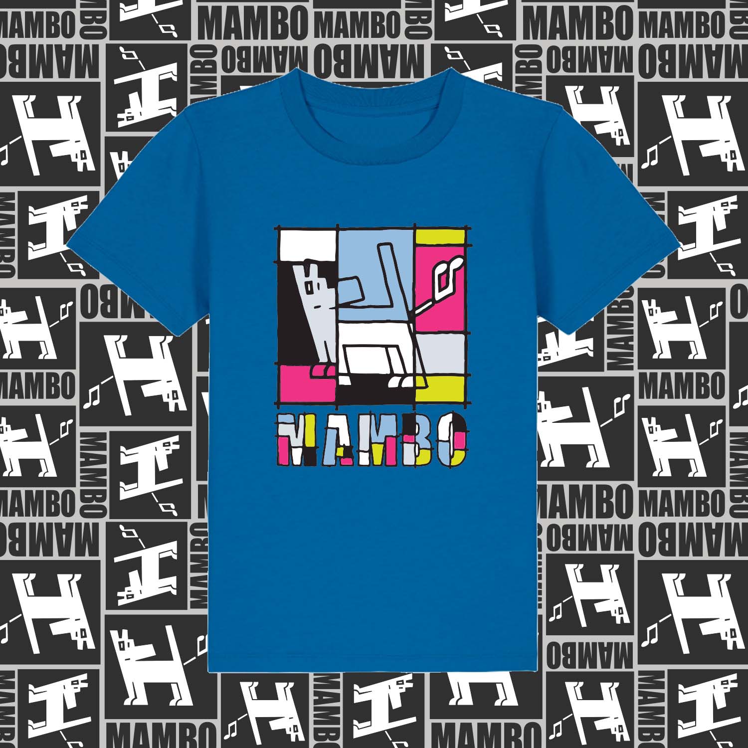 Mambo Mini Adult 'Abstract Dog' T-Shirt - Blue